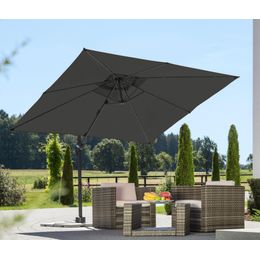 Ampelschirm Schneider Schirme "Rhodos Junior", grau (anthrazit), Obermaterial: 100% Polyester, Standschirme, mit Schutzhülle und Schirmständer, ohne Wegeplatten