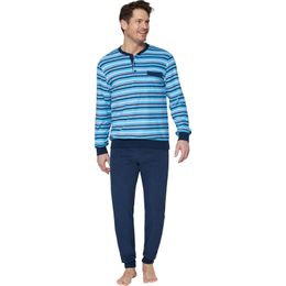 Herren Schlafanzug blau-gestreift Gr&ouml;&szlig;e 60/62