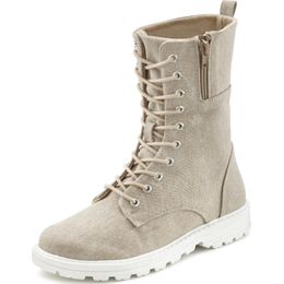 Lascana Damen Schnürstiefelette beige Größe 41
