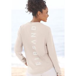 Longsleeve ELBSAND "Tira", Damen, Gr. S (36), beige (creme meliert), Jersey, Obermaterial: 50% Baumwolle, 50% Polyester, meliert, figurumspielend h&uuml;ftlang, Rundhals, Shirts, mit Logodruck hinten, Langarmshirt, sportlich-casual, Topseller