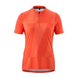 Radtrikot Gonso "Adventure Jersey Halfzip W", Damen, Gr. 44, rot (hellrot), 88% Polyester (recycelt), 12% Elasthan, Rundhals, Trikots, Damen Fahrradtrikot kurzarm, R&uuml;ckentasche mit RV, Quick-Dry, Slim Fit