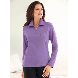 WITT Damen Poloshirt mit Stickerei und Steinchen, violett, Gr&ouml;&szlig;e 40