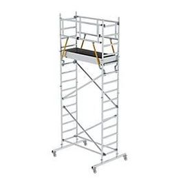 Munk Rollgerüst, Aluminium-Rundrohr, Arbeitshöhe bis 7,2 m, Fahrbalken 1.500 mm, GS-geprüft, DIN EN 1004, H 3,30 m