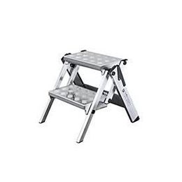Munk Klapptritt, 2 Stufen, Aluminium, Klappmechanismus, rutschfest, max. 150 kg, Trittfläche B 360 x T 230 mm, silber