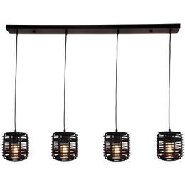 BRILLIANT LEUCHTEN Brilliant Crosstown Pendelleuchte Holz dunkel, Schwarz, 4-flammig