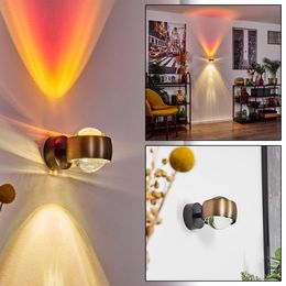 hofstein Sapri Wandleuchte Altmessing, Schwarz, 1-flammig
