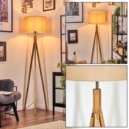 hofstein Soungou Stehleuchte 38 cm Naturfarben, Nickel-Matt, 1-flammig