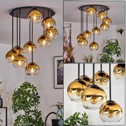 hofstein Koyoto Deckenleuchte Glas 15 cm Gold, Klar, 9-flammig