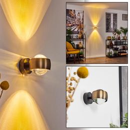 hofstein Sapri Wandleuchte Altmessing, Schwarz, 1-flammig