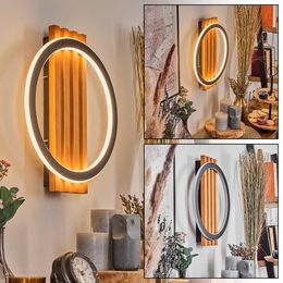 hofstein Pompu Wandleuchte LED Naturfarben, Schwarz, 1-flammig