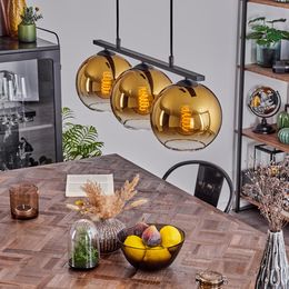hofstein Koyoto Pendelleuchte Glas 20 cm Gold, Klar, 3-flammig