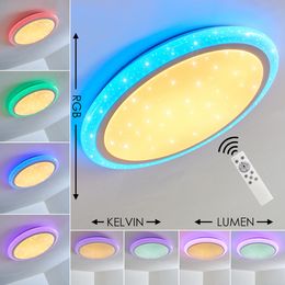 hofstein Lowell Deckenleuchte LED Wei&szlig;, 2-flammig, Fernbedienung, Farbwechsler