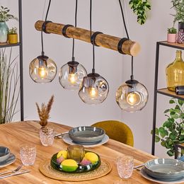 hofstein Ripoll Pendelleuchte Glas 15 cm Naturfarben, Schwarz, 4-flammig