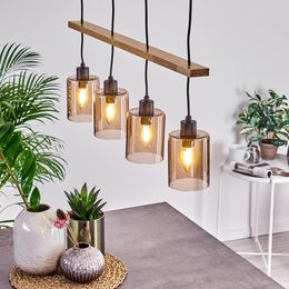 hofstein Ethelton Pendelleuchte Holz dunkel, Schwarz, 4-flammig