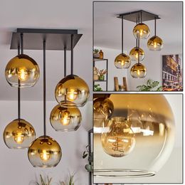 hofstein Koyoto Deckenleuchte Glas 15 cm Gold, Klar, 5-flammig