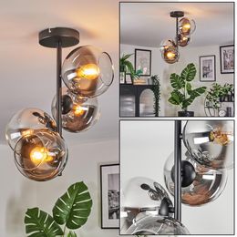 hofstein Koyoto Deckenleuchte Glas 15 cm Chrom, Klar, Rauchfarben, 4-flammig