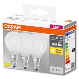 Osram CLASSIC P 3er Set LED E14 5,5 Watt 2700 Kelvin 806 Lumen
