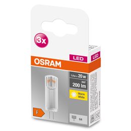 Osram LED BASE PIN 3er Set G4 1,8 Watt 2700 Kelvin 200 Lumen