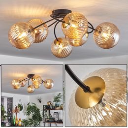 hofstein Chehalis Deckenleuchte Glas 15 cm Gold, Schwarz, 6-flammig