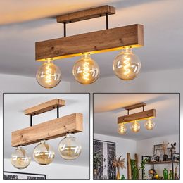 hofstein Heimola Deckenleuchte Braun, Holzoptik, Schwarz, 3-flammig