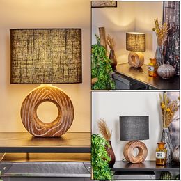 hofstein Francillon Tischleuchte Braun, Chrom, Holzoptik, 1-flammig