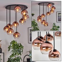 hofstein Koyoto Deckenleuchte Glas 15 cm Klar, Kupferfarben, 9-flammig