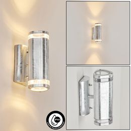 hofstein Amyton Au&szlig;enwandleuchte Edelstahl, Transparent, Klar, Verzinkt, 2-flammig