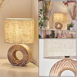 hofstein Francillon Tischleuchte Braun, Chrom, Holzoptik, 1-flammig