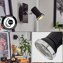 hofstein Lanrigan Wandleuchte Chrom, Schwarz, 1-flammig
