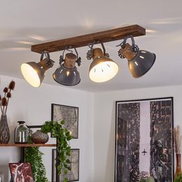 hofstein Orny Deckenleuchte Grau, Holz dunkel, 4-flammig