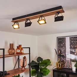 hofstein Giresta Deckenleuchte LED Holz dunkel, Schwarz, 4-flammig