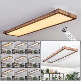 hofstein Salmi Deckenpanel LED Holzoptik, Schwarz, 1-flammig, Fernbedienung