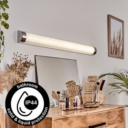 hofstein Morges Spiegelleuchte LED Chrom, Glitzereffekt, Wei&szlig;, 1-flammig