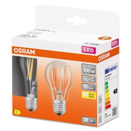 Osram LED Retrofit 2er Set E27 11 Watt 2700 Kelvin 1521 Lumen