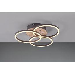 REALITY Circle Deckenleuchte LED Holzoptik, Schwarz, 1-flammig, Fernbedienung
