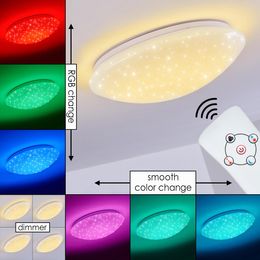 hofstein Brighton Star Deckenleuchte LED Wei&szlig;, 1-flammig, Fernbedienung, Farbwechsler