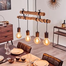 hofstein Ajaccio Pendelleuchte Holz hell, Schwarz, 4-flammig