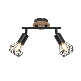 Globo XARA Deckenleuchte Holzoptik, Schwarz, 2-flammig