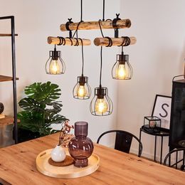 hofstein Gondo Hängeleuchte Holz dunkel, Schwarz, 4-flammig