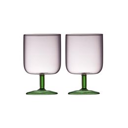 Lyngby Glas 2er-Set: Weingl&auml;ser in Blau/ Gr&uuml;n - 300 ml | Gr.: onesize