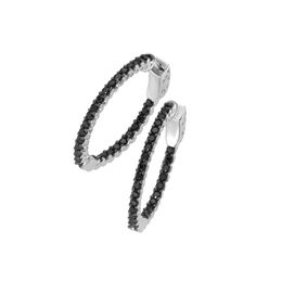 Paar Creolen "mit schwarzen Zirkonia, Silber 925", schwarz, Giorgio Martello MILANO, Ohrringe, Damen, Silber 925 (Sterlingsilber)