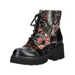 Schnürstiefelette Laura Vita "Laura Vita Stiefelette Leder/Textil", Damen, Gr. 38, schwarz, Leder, Textil, Schuhe Schnürstiefelette