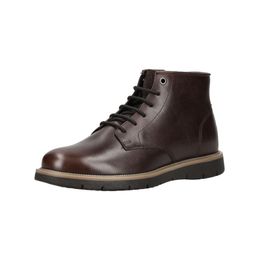 Schn&uuml;rstiefelette Geox "Geox Stiefelette Leder/Textil", Damen, Gr. 44, braun (dunkelbraun), Leder, Textil, Schuhe Schn&uuml;rstiefelette