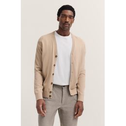 Cardigan Bugatti "Modern Fit", Herren, Gr. 3XL, beige (30, beige), Strick, 95% Baumwolle, 5% Kaschmir, unifarben, normal, V-Ausschnitt, Rippb&uuml;ndchen, Strickjacken, mit V-Ausschnitt aus Baumwolle-Kaschmir
