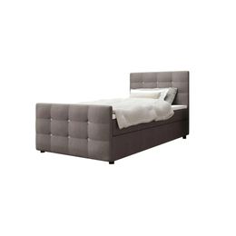 Höffner Boxbett mit Stauraum Matratze H3 und Topper Kleo braun Maße (cm): B: 90 H: 105 » Höffner