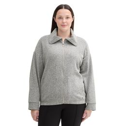 Tom Tailor PLUS Sweatjacke mit Fischgrätenmuster grey heringbone boucle 50 50 Sweatjacke von Tom Tailor PLUS