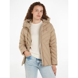 Tommy Hilfiger Steppjacke »CHEVRON MW PADDED JACKET« mit Kapuze mit mittelstarker Wattierung und Markenlabel Beige XXXL(46) XXXL(46) Steppjacke von...