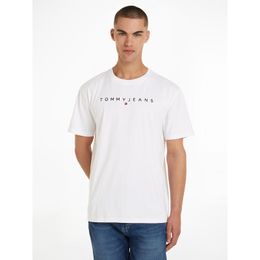 Tommy Jeans T-Shirt »TJM REG LINEAR LOGO TEE EXT« mit Markenlabel White S S Regular Fit Passform: Lässig und bequem, ideal für den Alltag