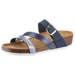 ANISTON SHOES Pantolette, Keilabsatz, Sommerschuh, Schlappen mit Schnallenverschluss dunkelblau 39 39 Aus der neuen Schuhkollektion von ANISTON