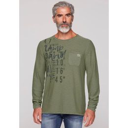 CAMP DAVID Rundhalspullover mit Brusttasche sage green L L Leichter Pullover von CAMP DAVID